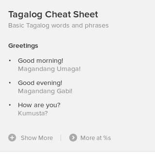 Filipino Cheat Sheet